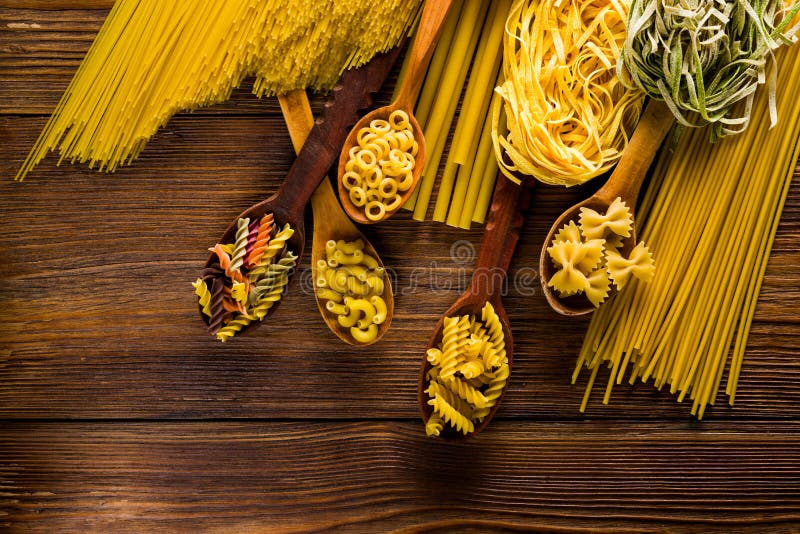 A Variety of Raw Pasta from Different Flour Stock Photo - Image of ...