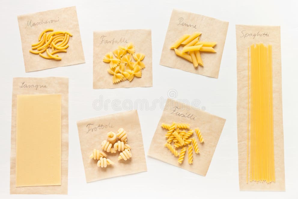 Variety of Raw Pasta Selection Stock Image - Image of farfalle, concept ...