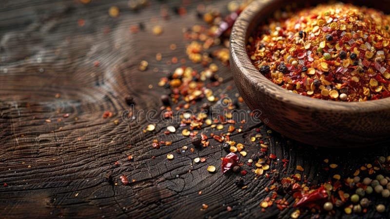 A Variety of Red Chili Peppers on Rustic Wooden Table Stock ...