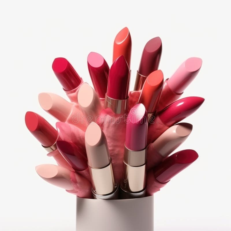 Variety of Red and Pink Lipsticks Emerge from a Soft, Textured Surface ...