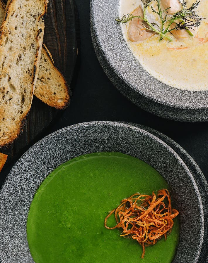 Variety of Restaurant Hot Dishes Top View Stock Photo - Image of meal ...