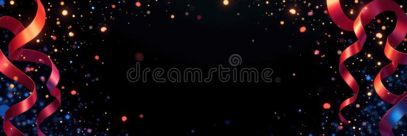 A Variety of Ribbons and Streamers on a Black Background with Intricate ...