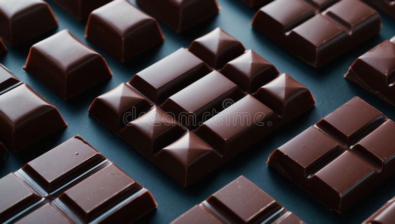 Variety of Rich Chocolate Squares Neatly Arranged for Tempting Visual ...