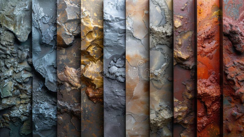 A Variety of Rock Textures, Including Granite, Marble, and Slate Stock ...
