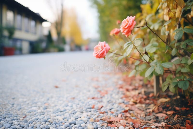 Variety of Rose Bushes Lining a Neat Gravel Path Stock Photo - Image of ...