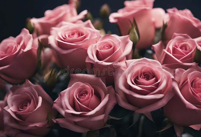 Variety Roses Black Pearl Bouquet Stock Illustration - Illustration of ...