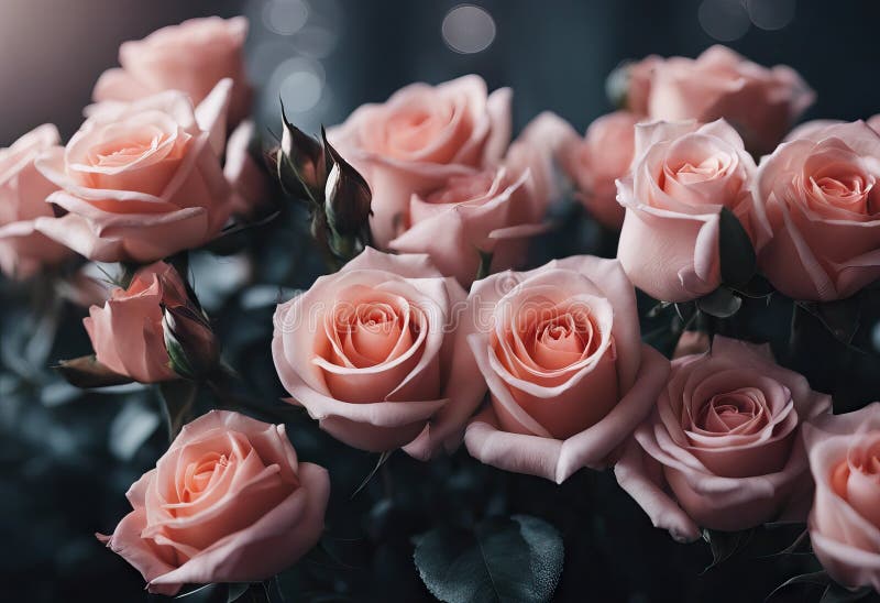 Variety Roses Black Pearl Bouquet Stock Illustration - Illustration of ...