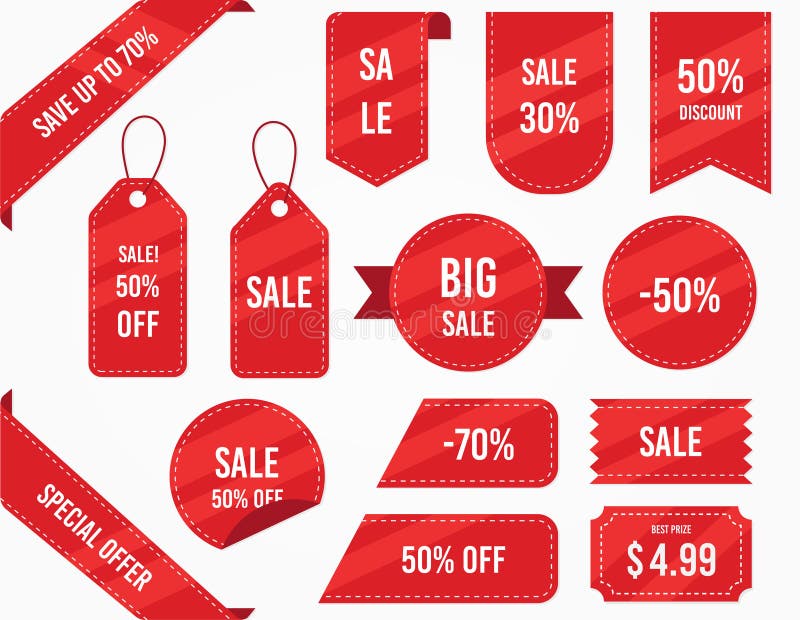 Variety of sales tag set stock vector. Illustration of label - 177738019