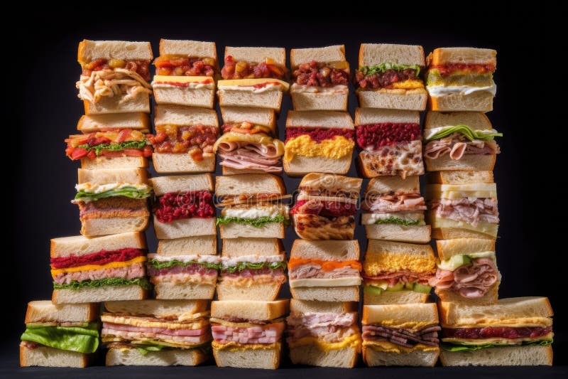 Variety of Sandwiches in Different Stages of Assembly Stock Image ...