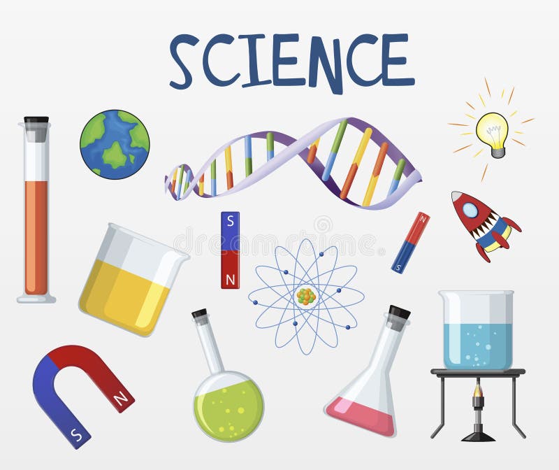 Variety of Science Elements Set Stock Illustration - Illustration of ...