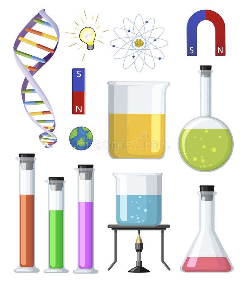 Variety of Science Elements Set Stock Illustration - Illustration of ...