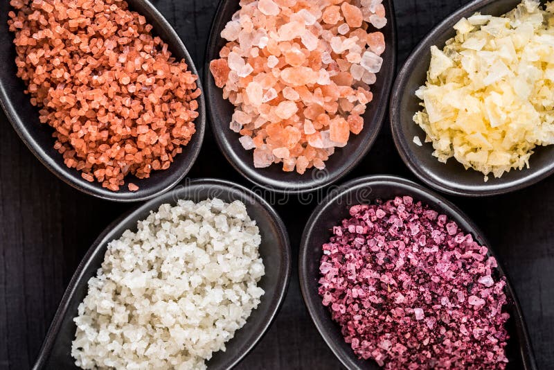 Variety of Sea Salts stock photo. Image of colorful, flakes - 80271116