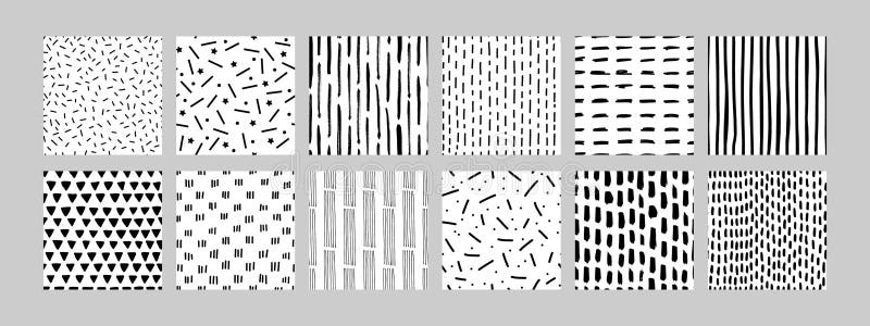 Variety of Seamless Black and White Patterns Stock Illustration ...