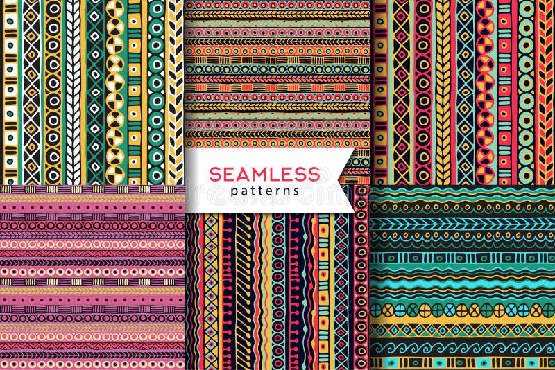 The Variety of Seamless Patterns Stock Vector - Illustration of shape ...