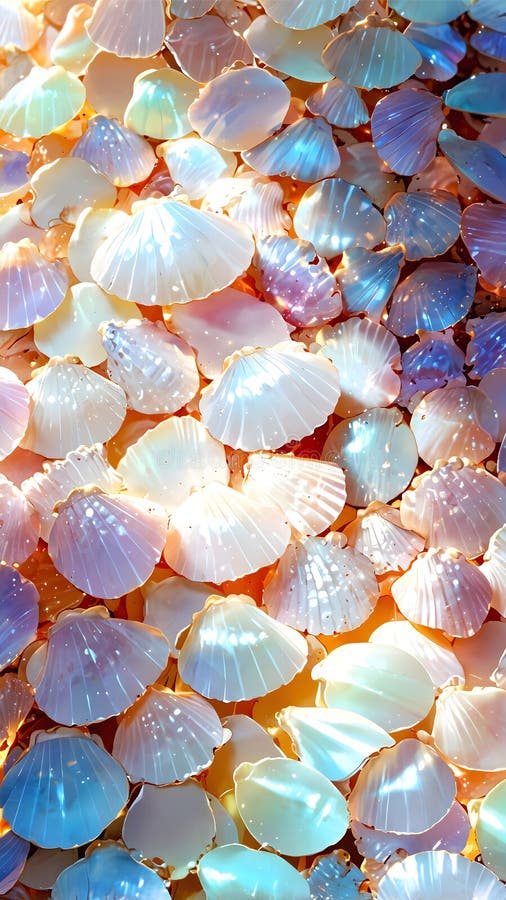Variety of Seashells, Showcasing Their Iridescent Colors and Intricate ...