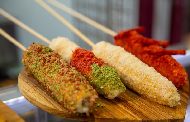 Variety of Seasoned Corn on the Cobs Stock Photo - Image of savory ...