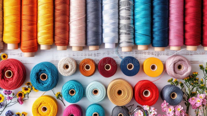 A Variety of Sewing Items Including Fabric, Threads, and a Sewing ...