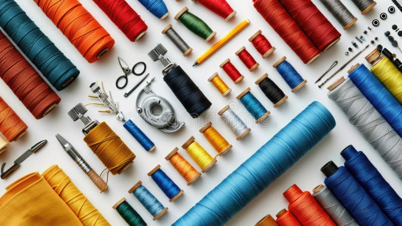 A Variety of Sewing Items Including Fabric, Threads, and a Sewing ...