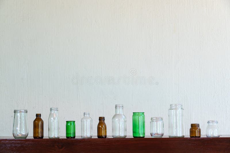 Variety Shape and Color of Empty Glass Container Bottles, Reuse Things ...