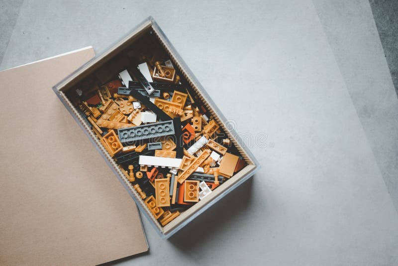 Variety of Sizes Plastic Building Blocks in Box Stock Image - Image of ...