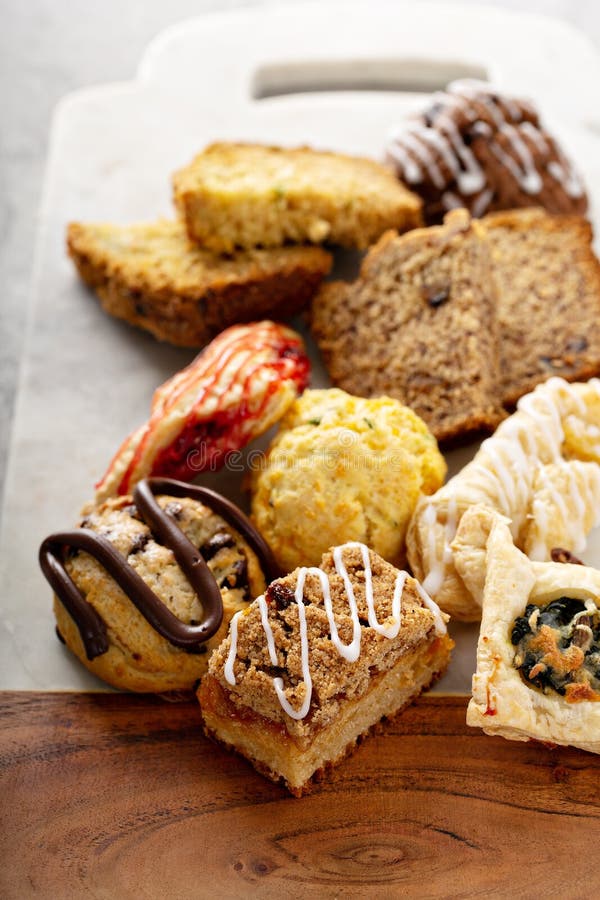 Variety of Small Pastries for Breakfast Stock Image - Image of dessert ...