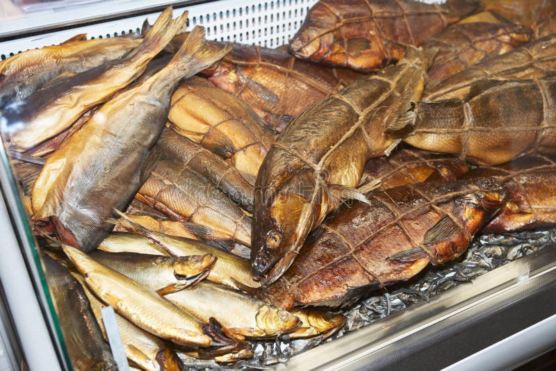 Variety of smoked fish stock image. Image of retail, prepared - 13060205