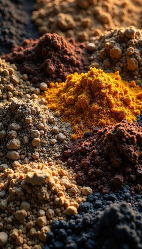 Variety of Soil Samples, Contrasting Textures , Environmental Science ...