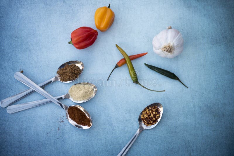 Variety of Spices Including Chilli Powder, Garlic Flakes, and Chilli ...