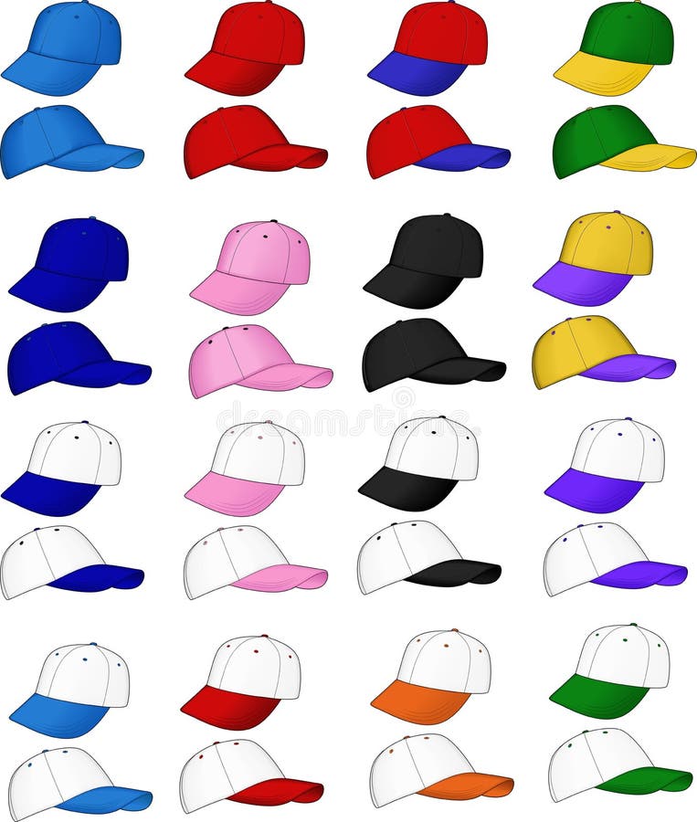 Sports Caps - Realistic Vector Illustrations Stock Vector ...