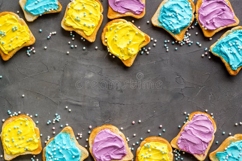 Variety Spreads on Bread Slices. Layout Top View Stock Photo - Image of ...