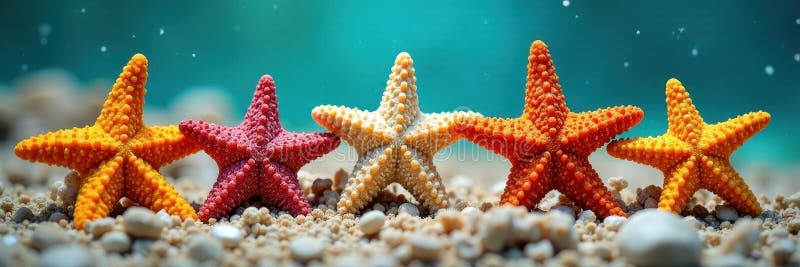 Variety Starfish Sizes Colors Display Collection Marine Biology Stock ...