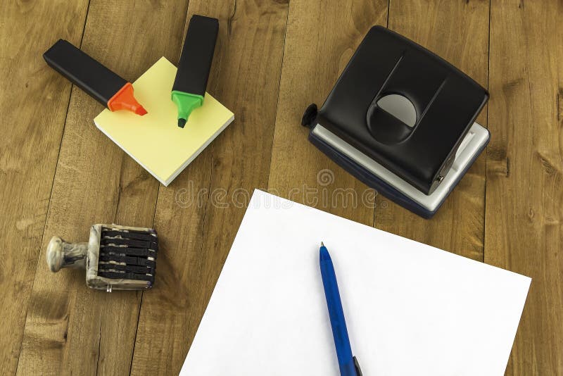 On the Table are Various Office Supplies Stock Image - Image of sheet ...