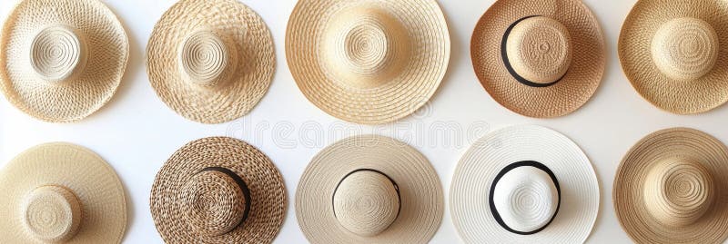 Variety of Straw Hats Displayed in a Flat Lay Arrangement Featuring ...