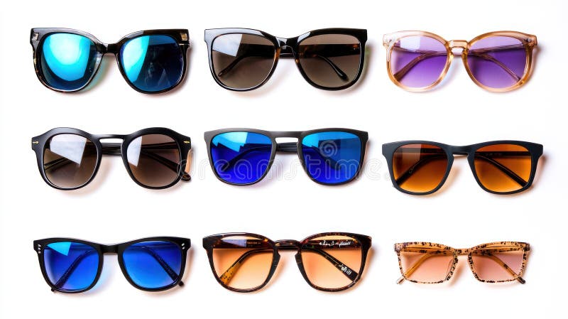 Variety of Sunglasses Shown Stock Illustration - Illustration of white ...