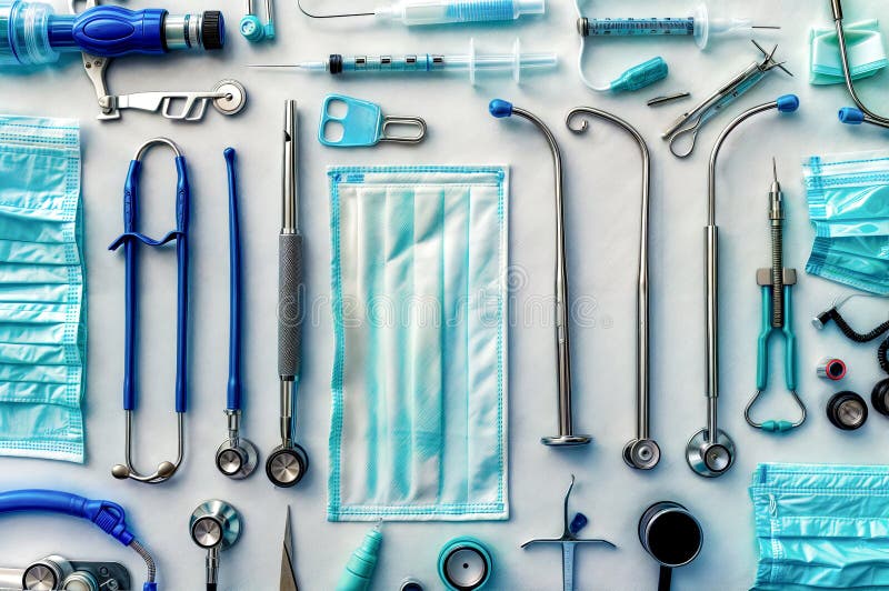 Variety of Surgical Tools are Laid Out on White Table Top,. Generative ...