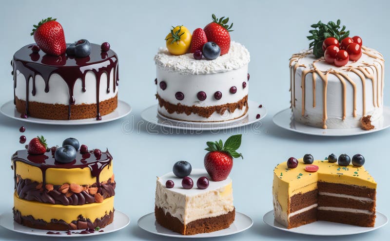 A Variety of Sweets and Pastries on a Background of Light Blue. Stock ...