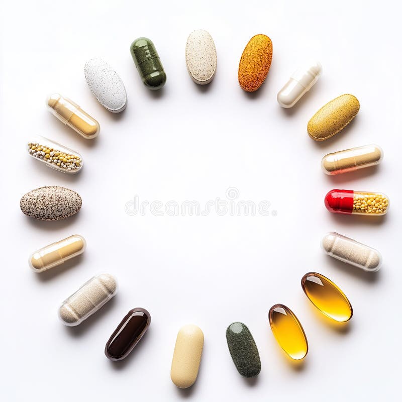 A Range of Different Types of Tablets and Capsules Arranged in a Circle ...
