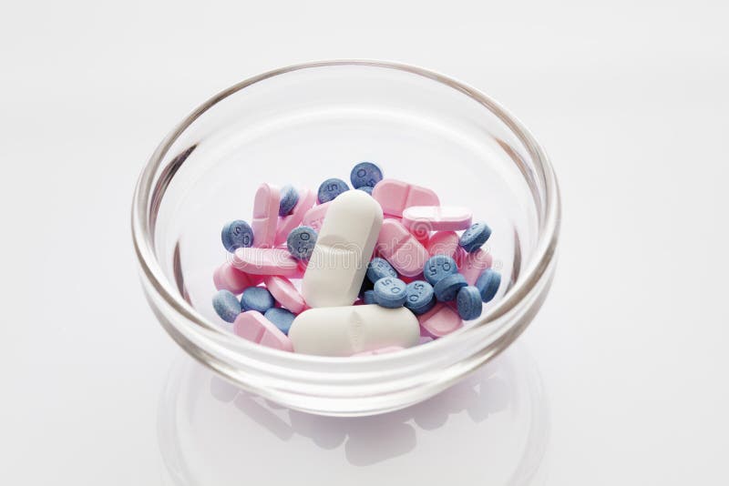 Variety Tablets in Glass Bowl Stock Image - Image of medicine, medical ...