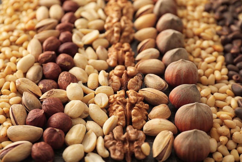 Variety of Tasty Fresh Nuts, Closeup Stock Image - Image of closeup ...