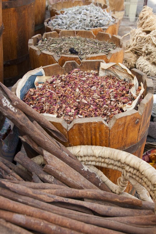 Variety of Tea and Herbs in Buckets Stock Image - Image of streetview ...