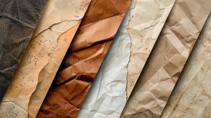 Variety of Textured Aged Papers in Different Shades and Patterns Stock ...
