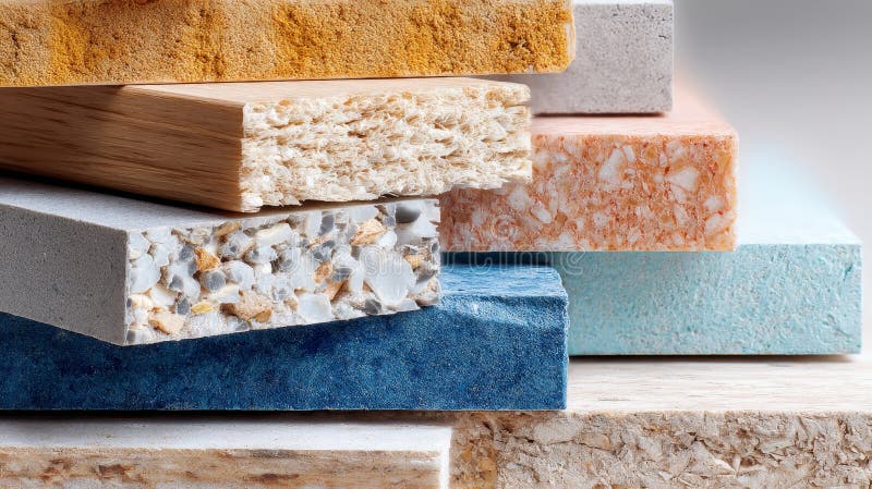 Variety of Textured Building Materials in Different Colors and Finishes ...