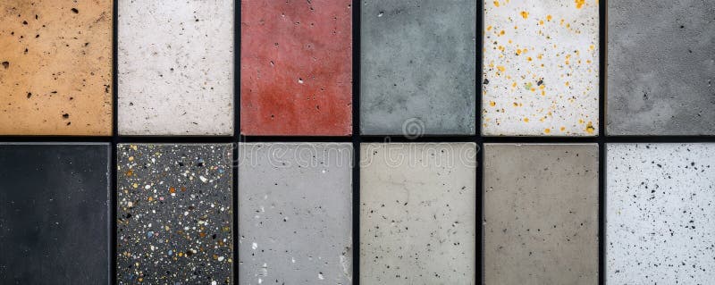 Variety of Textured Concrete Tiles in Grid Layout Stock Illustration ...