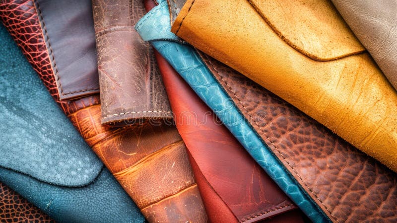 Variety of Textured Leather Samples. Generative Ai Stock Illustration ...