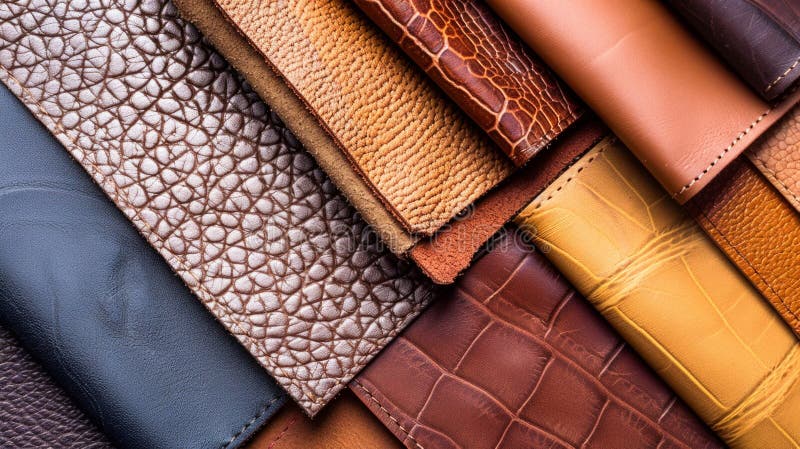 Variety of Textured Leather Samples. Generative Ai Stock Photo - Image ...