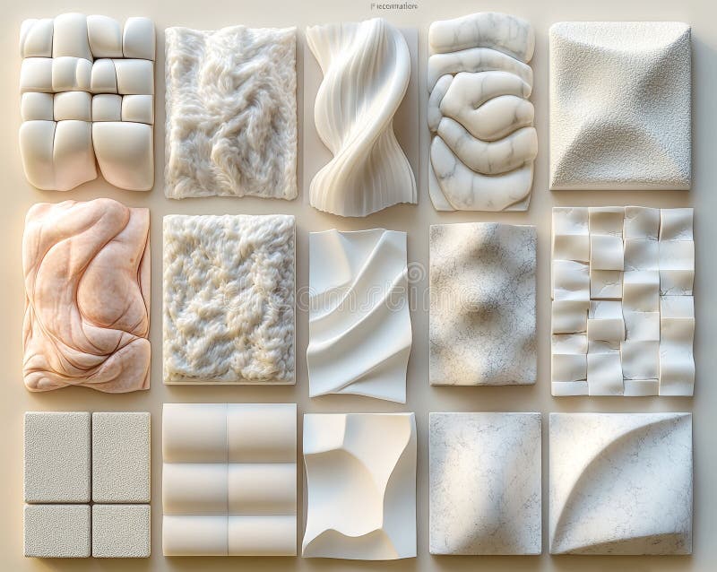 Variety of Textured Tiles Forming a Decorative Wall Covering Stock ...