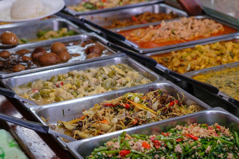 Variety of Thai Food in Thai Style Fast-food Stock Image - Image of ...