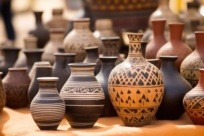 Variety of Traditional Pottery from Diverse Cultures Stock Illustration ...