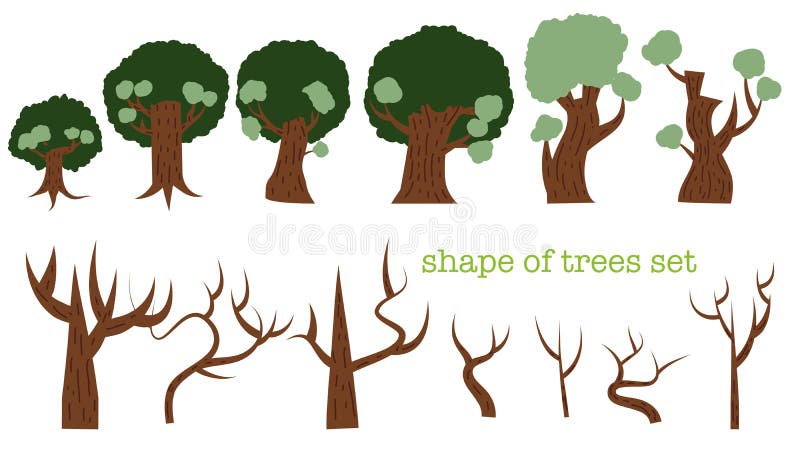 Variety of trees shape set stock illustration. Illustration of ...
