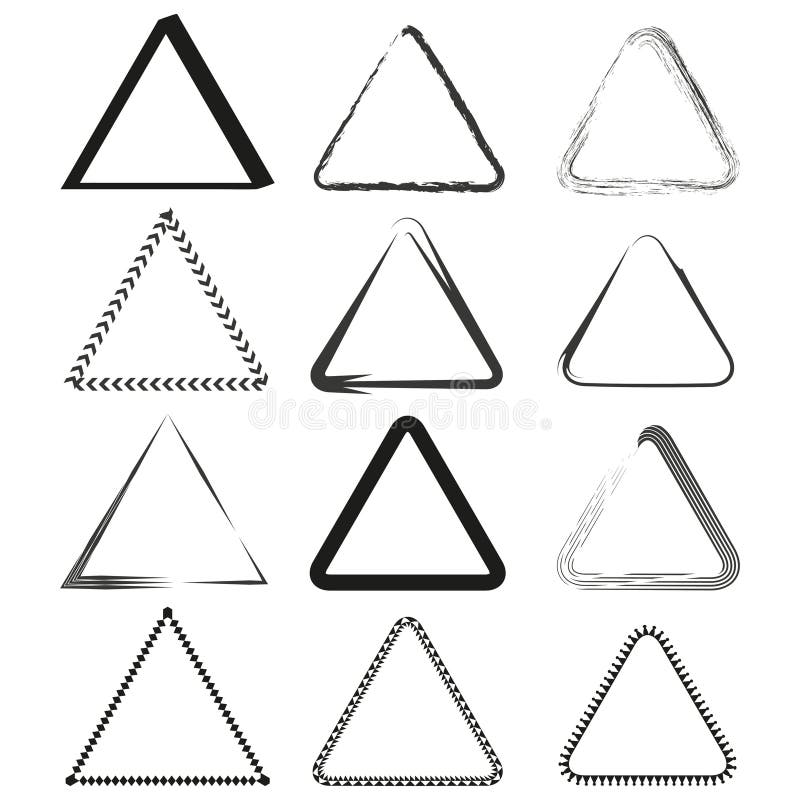 Variety of Triangle Frames. Black and White. Different Styles. Vector ...